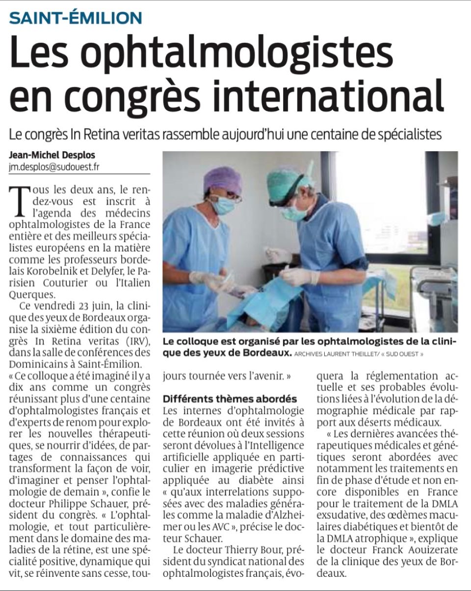 Retour sur le Congrès IRV - Édition 2023 - Clinique des Yeux Bordeaux